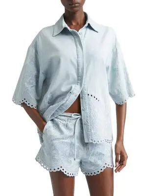ZIMMERMANN Daylight Embroidered Denim Shirt