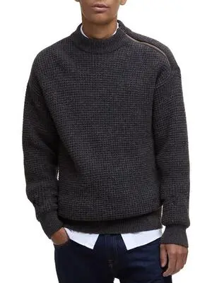 Barbour Gearstone Zip Shoulder Wool Sweater Charcoal Marl