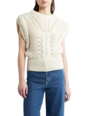 Hugo Boss Fastina Cable Stitch Sweater - Open White