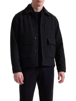Bugatchi Tweed Jacket With Removable Quilted Vest - Black