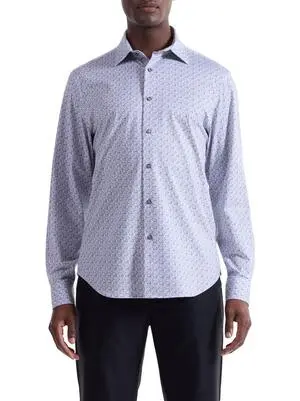 Bugatchi James Ooohcotton® Floral Check Print Button-up Shirt - Platinum
