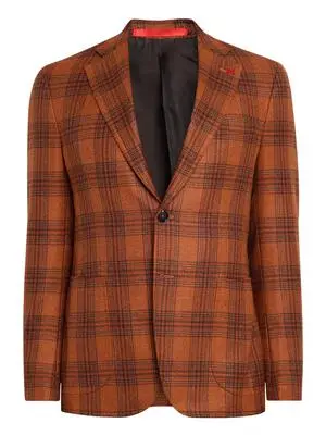 Isaia Wool And Cashmere Plaid Sport Coat - Brown