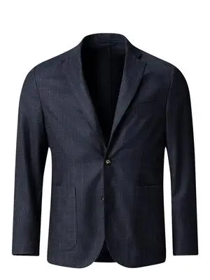 Eton Wool Check Deconstructed Blazer - Navy