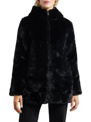 SAVE THE DUCK Bridget Reversible Faux Fur Hooded Jacket - Black