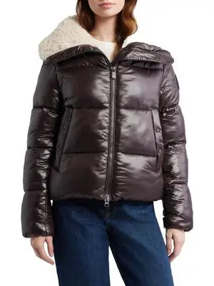 SAVE THE DUCK Water Resistant Quilted Puffer Jacket - Brown Black