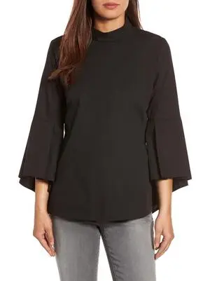 Pleione Ruffle Sleeve Poplin Shirt - Black