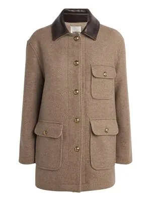 Sandro Wool-blend Collared Coat - Brown