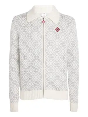 Casablanca Monogram Zip-up Cardigan - White
