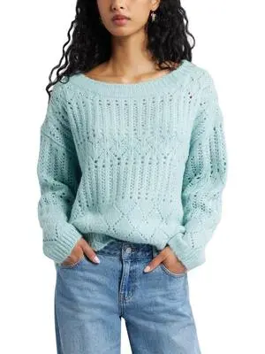 Bp. Open Stitch Oversized Sweater - Blue Raindrop