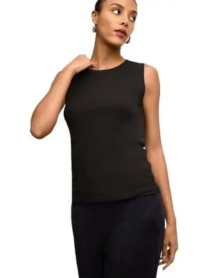 M.M.LAFLEUR Paige Organic Ribbed Pima Cotton Tank - Black