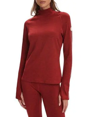 Varley Always Warm Mock Neck Top - Red Dahlia Marl
