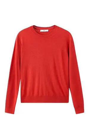 Mango Fine Knit Crewneck Sweater Dark Orange