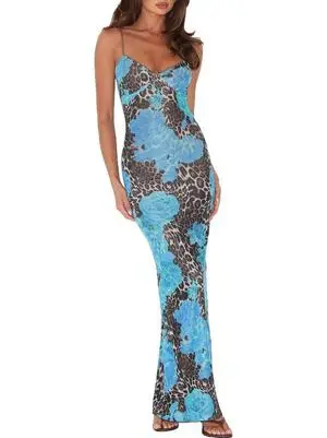 TIGER MIST Julianna Printed Maxi Dress - Blue Leopard