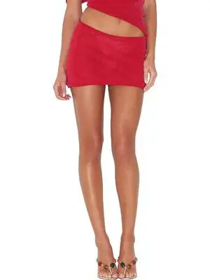 TIGER MIST Sparkle Low Rise Mini Skirt - Red Sparkle