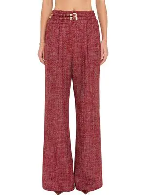 Amanda Uprichard Blythe Wide Leg Tweed Pants - Wine