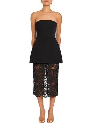 Amanda Uprichard Amanda Uprichard Jada Strapless Midi Dress With Lace Underlay Black