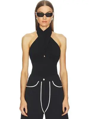 Paris Georgia Draped Bodysuit - Black