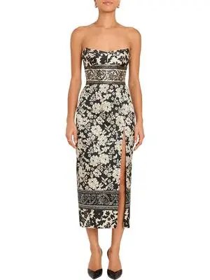 Amanda Uprichard Ivy Strapless Midi Dress - Babylon Print