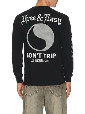 FREE & EASY On Hood Long Sleeve Tee - Black