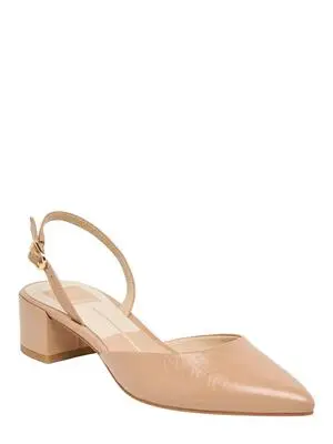 Dolce Vita Carel Pointed Toe Slingback Pump - Light Tan Crinkle Patent