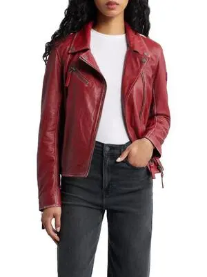Mauritius Christy Leather Moto Jacket - Red