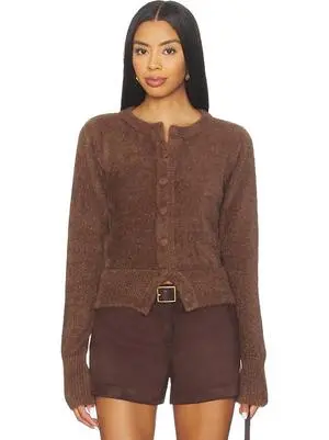 SNDYS Kailey Fluffy Knit Cardigan - Chocolate