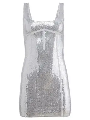 FLEUR DU MAL Sequin Knit Bodycon Mini Dress - Platinum