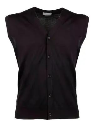PAOLO PECORA Button Sleeveless Vest - Brown
