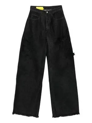 MARQUES' ALMEIDA Embellished Frayed Hem Jeans - Black