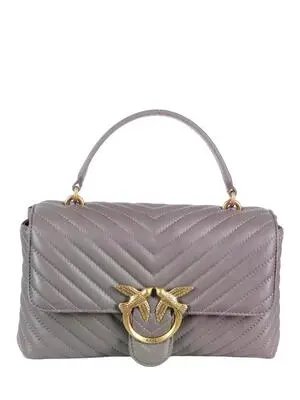 Pinko Leather Top Handle Bag - Grey