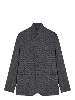 Emporio Armani Guru-collar Jacket With 3d Jersey Knit - Natural