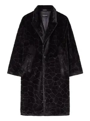 Emporio Armani Single-breasted Faux Fur Crocodile Intarsia Coat - Animal Print