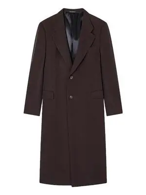 Emporio Armani Single-breasted Granular Virgin Wool Coat - Red