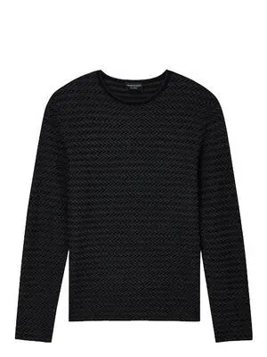 Emporio Armani Virgin Wool Jumper With Chevron Motif - Black