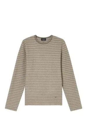 Emporio Armani Virgin Wool Jumper With Chevron Motif - Natural