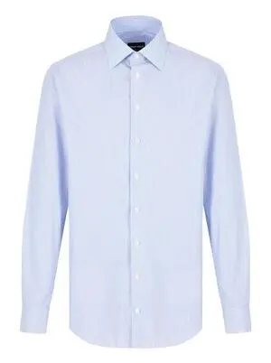 Giorgio Armani Regular-fit Shirt In Striped Luxury Cotton - White