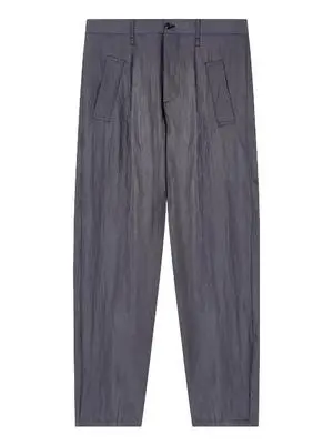 Giorgio Armani Single-pleat Viscose Technical Twill Trousers - Blue