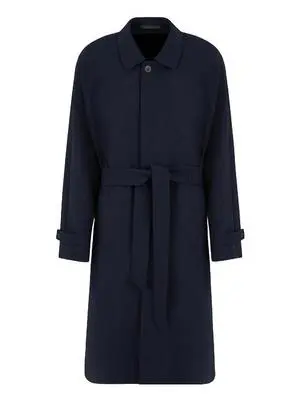 Giorgio Armani Wool Double Crêpe Trench Coat - Natural
