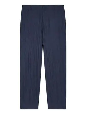 Giorgio Armani Viscose Technical Twill Flat-front Trousers - Blue