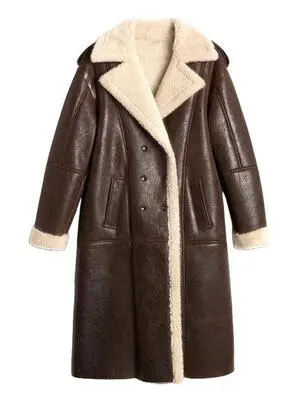 7 For All Mankind Leather Shearling Coat - Brown