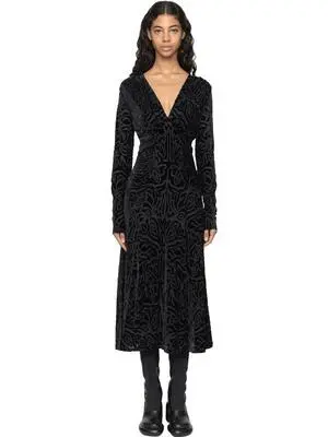 Sea Julie Long Sleeve Velvet Dress - Black