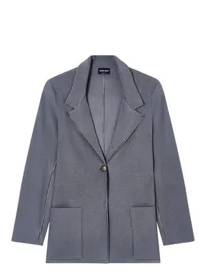 Giorgio Armani Viscose-blend Knit Single-breasted Jacket - Black / White / Pink / Gray