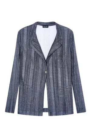Giorgio Armani Single-breasted Pleated Jersey Jacket - Black / White / Pink / Gray