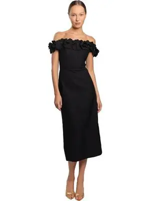 PatBO Light Spot Crepe Midi Dress - Black