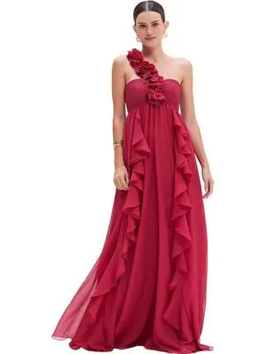 PatBO Chiffon Lovestruck Gown - Red