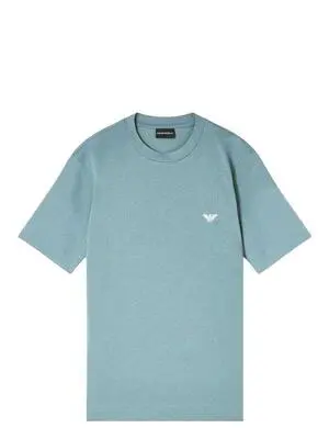 Emporio Armani Slim-fit T-shirt In Heavy Jersey - Blue