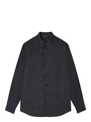Emporio Armani Lyocell-blend Jersey Shirt With All-over Micro-pattern Print - Black