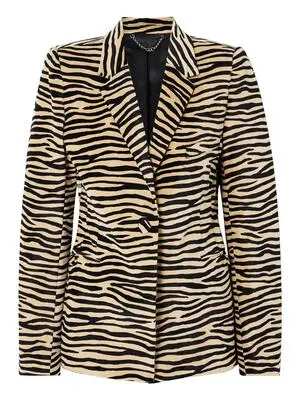 Rabanne Zebra-print Cotton-blend Velvet Blazer - Cream