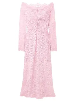 Rabanne Off-the-shoulder Stretch-lace Midi Dress - Pink