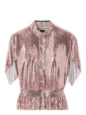 Rabanne Pleated Chainmail Blouse - Rose Gold